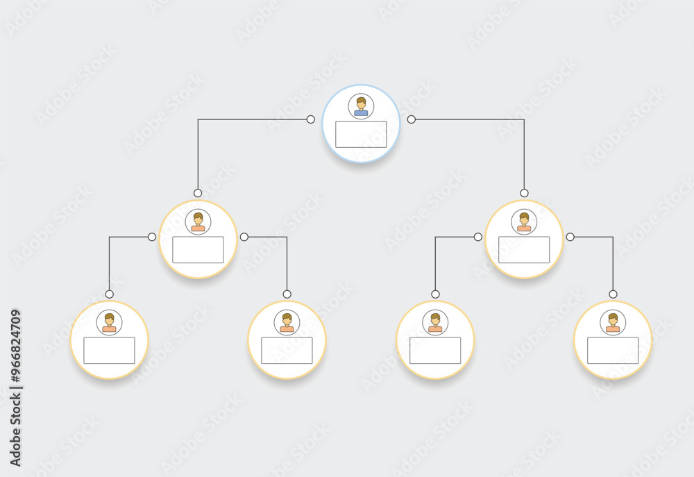 Organization Chart Infographics with People Icon and Abstract Line ...