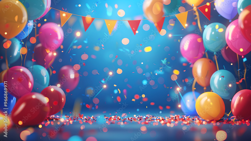 Birthday background theme bright colors with floating balloons ...