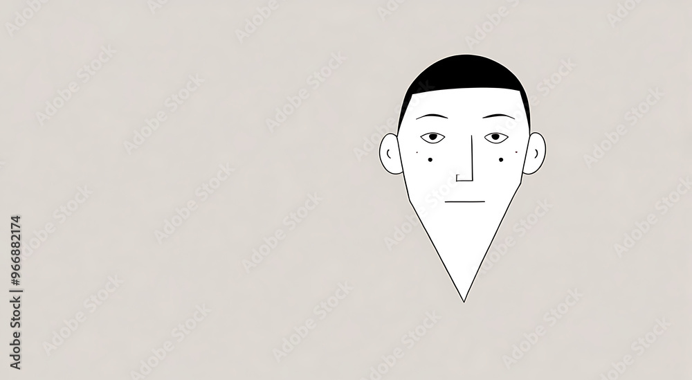 A minimal illustration of a simple geometric face with abstract ...