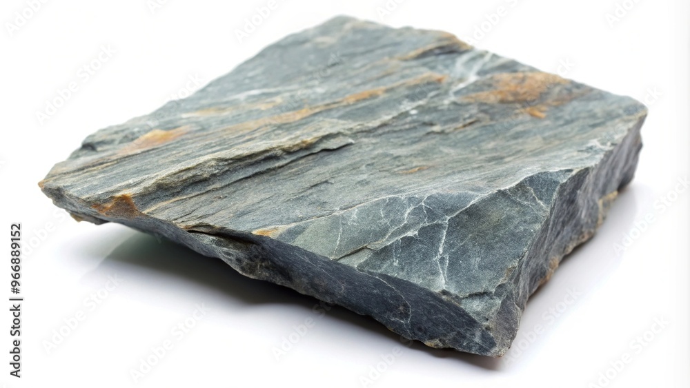 Slate metamorphic rock isolated on white background tilted angle Stock ...