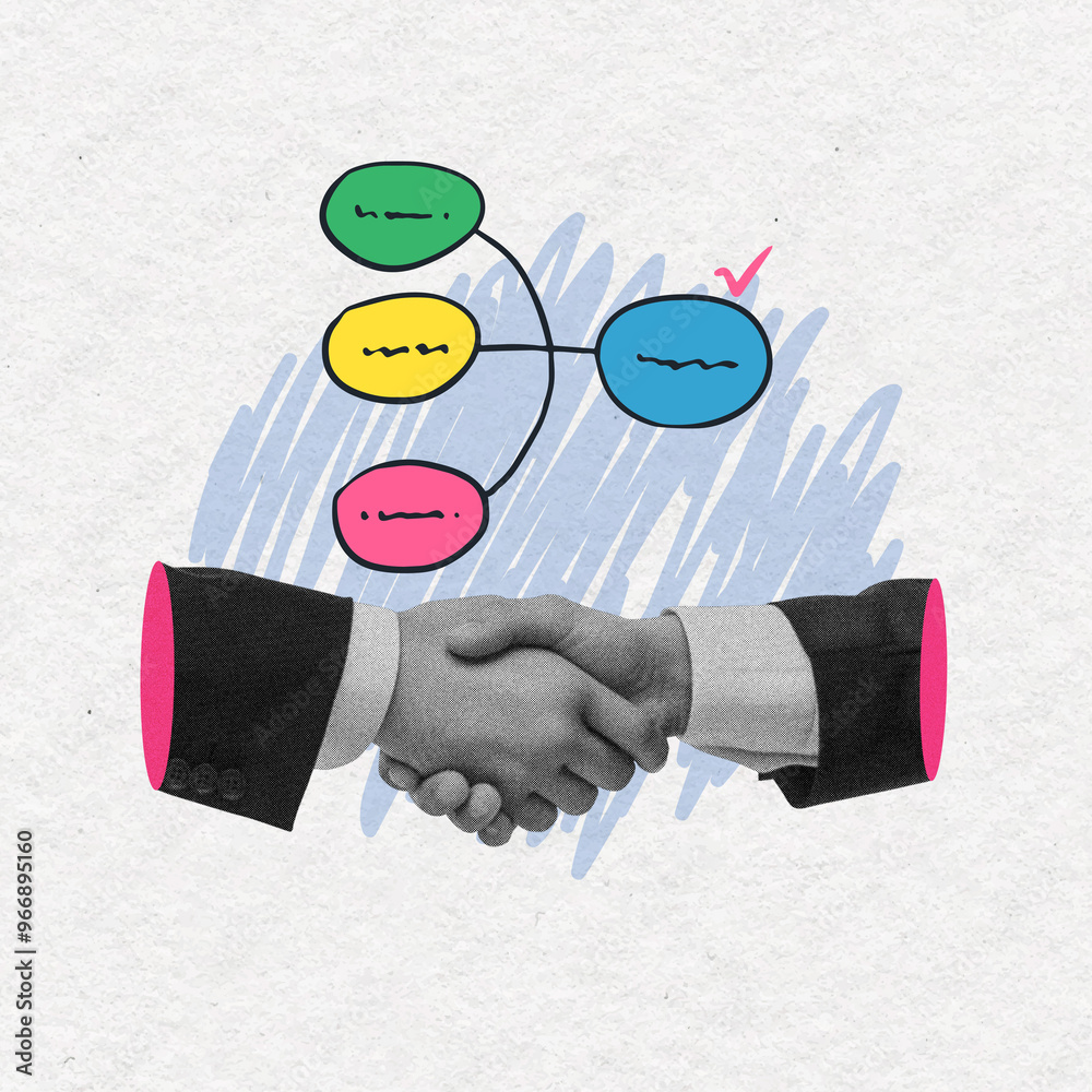 Two businessmen shaking hands, Flowchart, Growth strategy, Business ...
