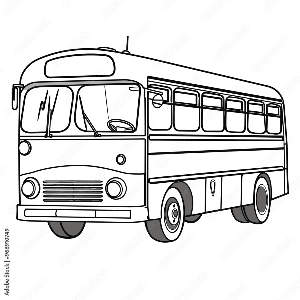 Bus Coloring Pages Fun and Detailed Designs for Kids, Line art ...