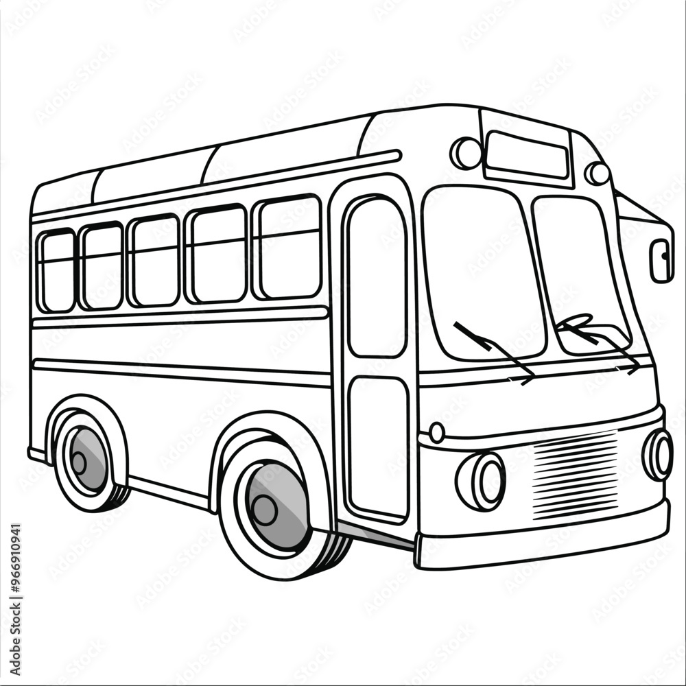 Bus Coloring Pages Fun and Detailed Designs for Kids, Line art ...