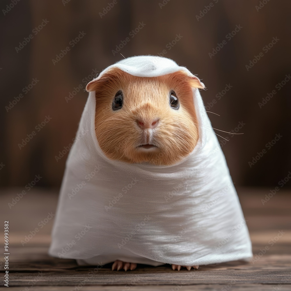 Guinea pig in a ghost costume with a spooky background, ghost guinea ...