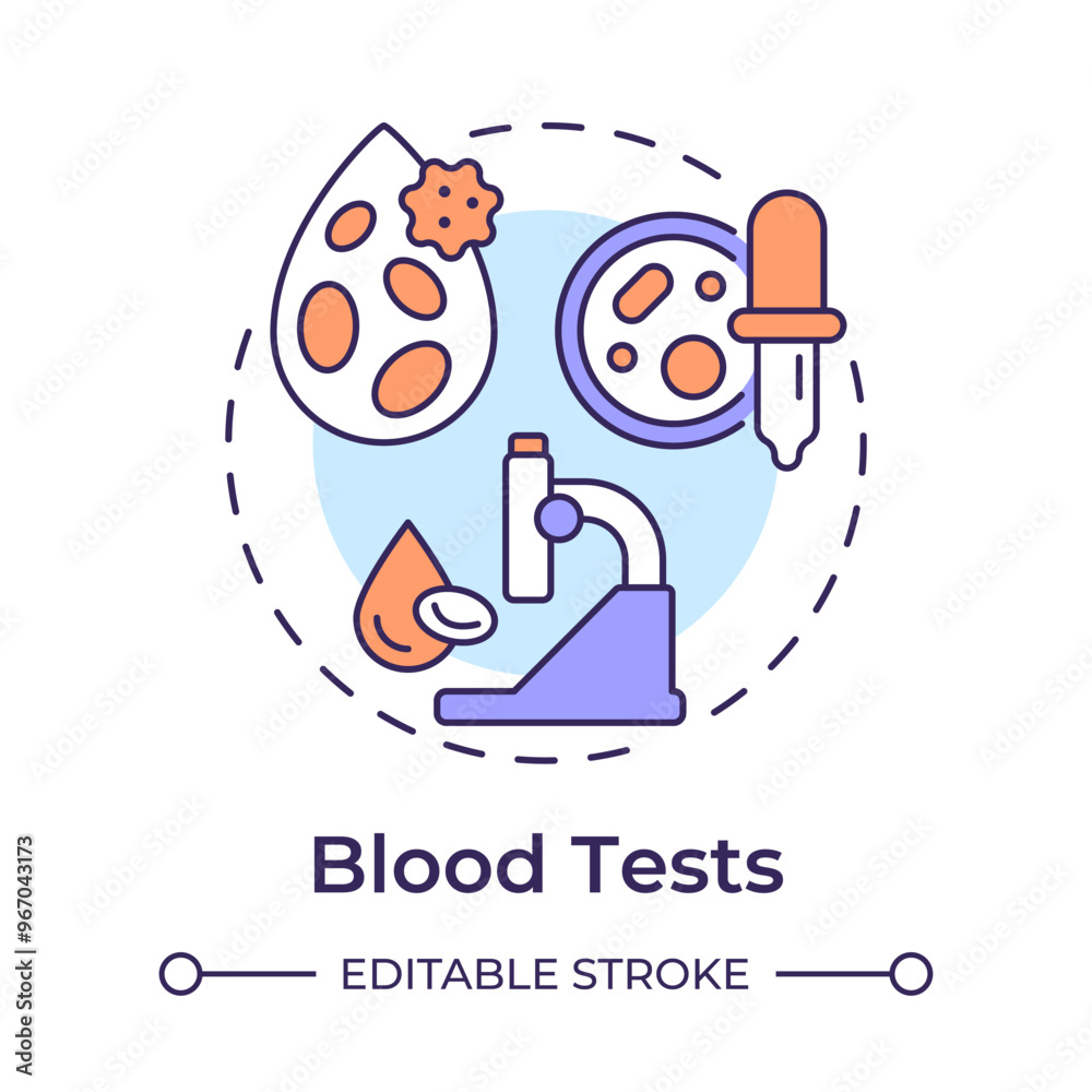 Blood test multi color concept icon. Cancer diagnostics. Laboratory ...