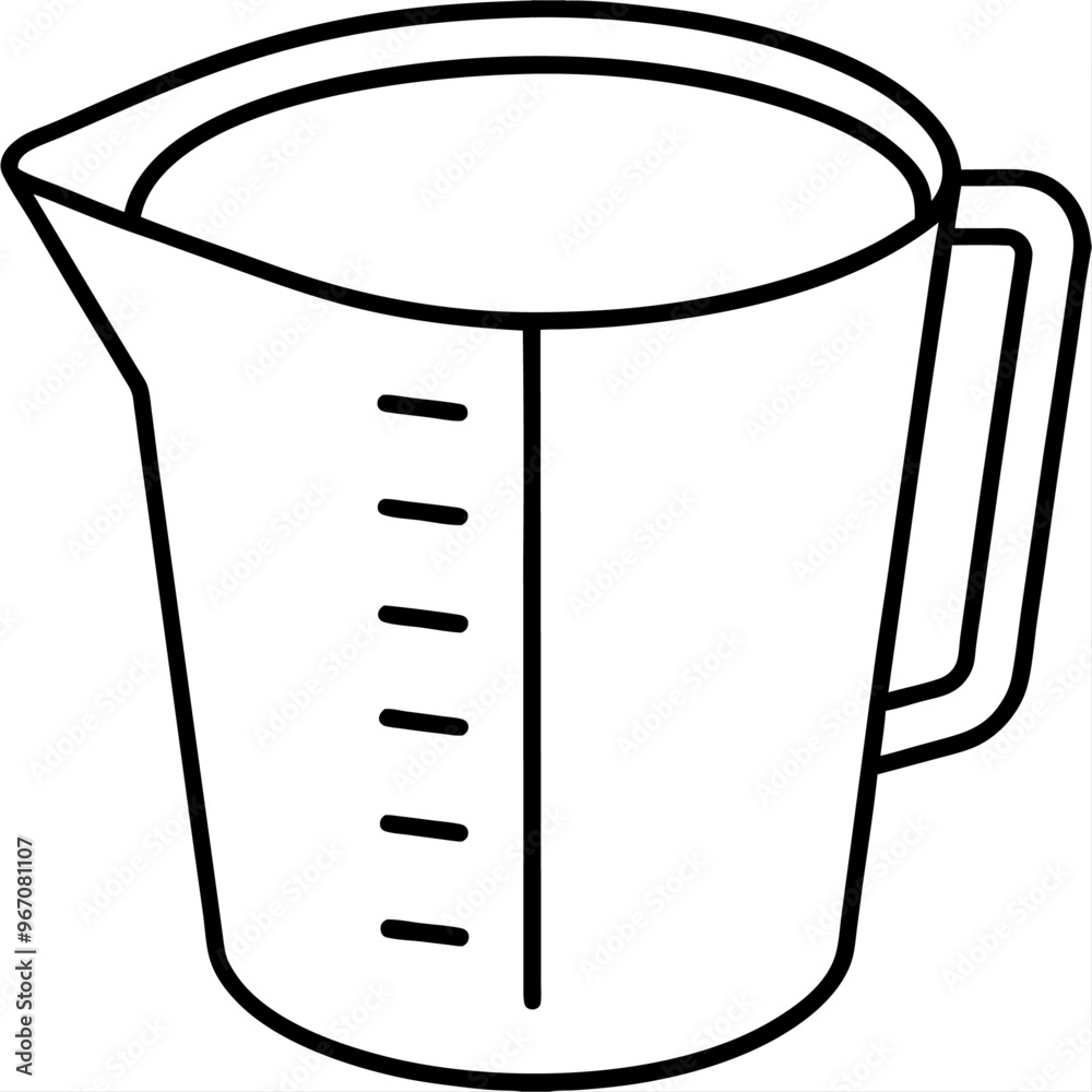 measuring cup outline coloring book page line art illustration digital ...