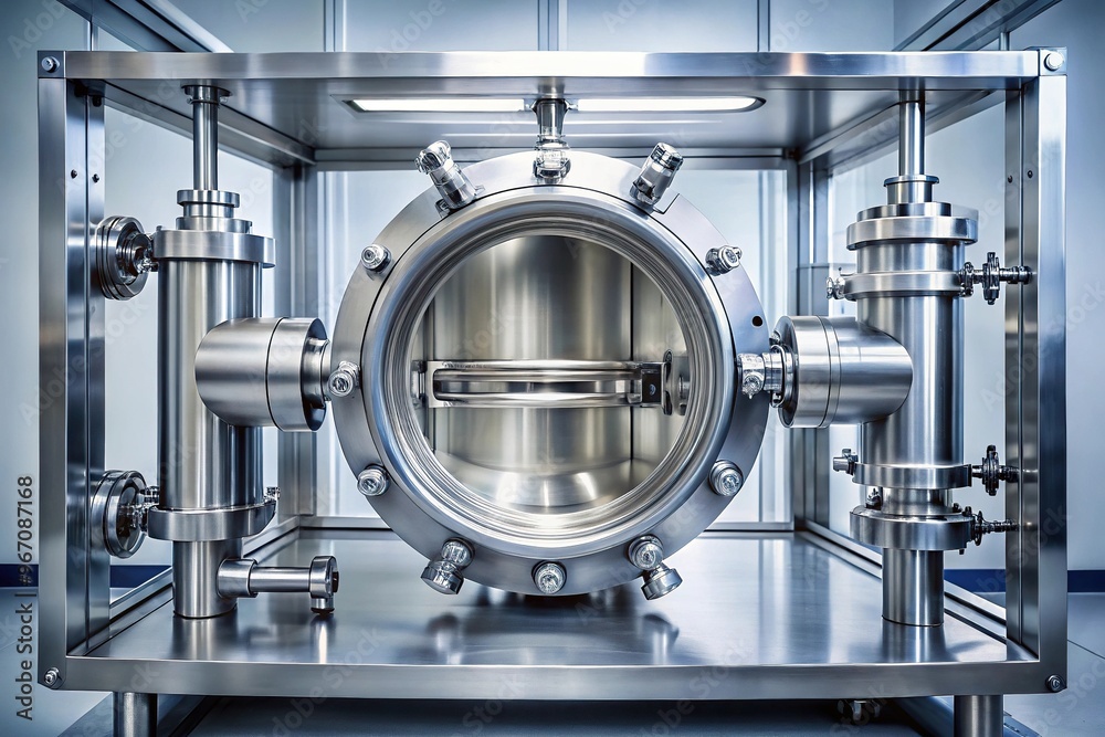 Wide-angle high vacuum analytical chamber with sample inside Stock ...