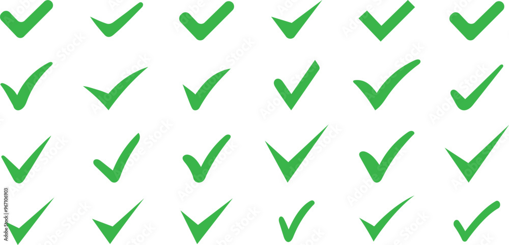 Vector de Stock Green check mark icon set. Tick symbol in green color ...