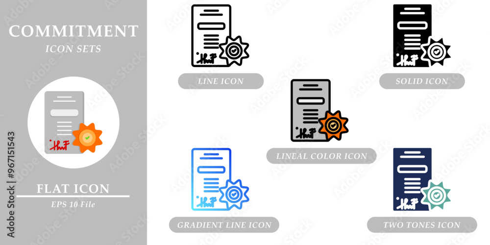 Commitment icons sets. Soft skills concept. Various style icons on isolated background for web ...