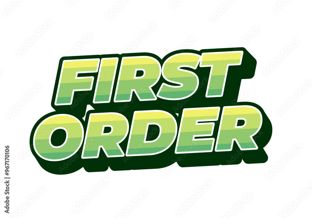 Vector de Stock First order. Text effect in 3D style with modern colors ...