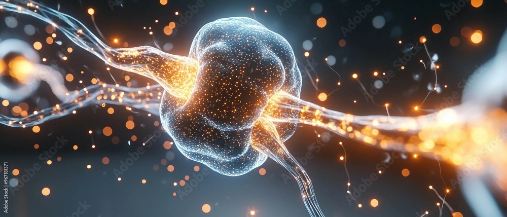 serotonin released from a neuron and interacting with receptor sites ...