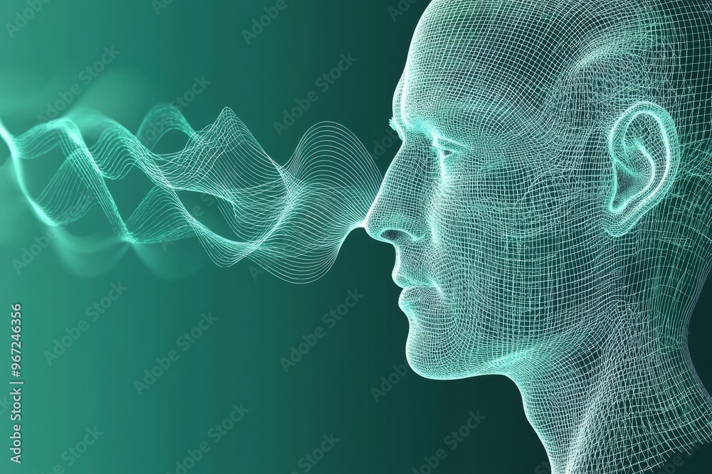 AI brain mental strain thought waves cerebral processing and data ...