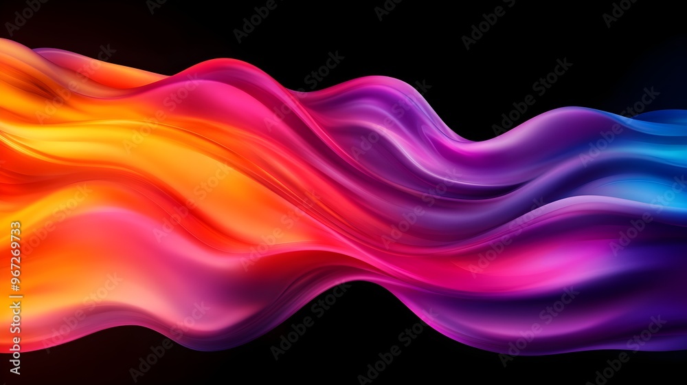 Soft transitions, vibrant hues, fluid abstract waves, holographic ...