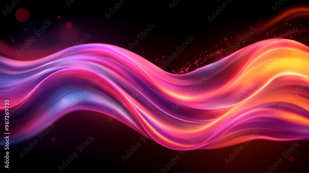 Soft transitions, vibrant hues, fluid abstract waves, holographic ...