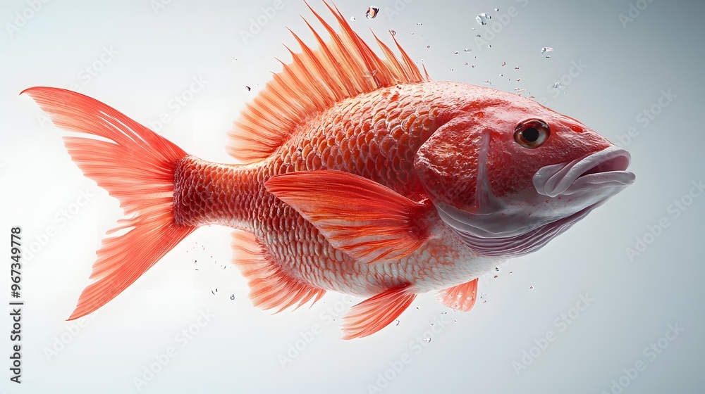 20. **A 3D render of a juicy red snapper falling, its vibrant color and ...