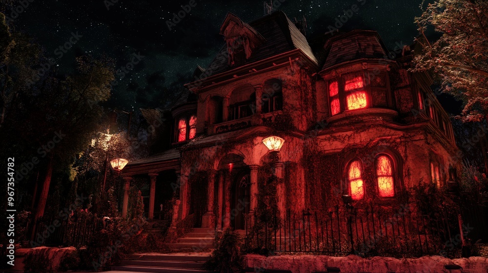 Imagine a Halloween-themed haunted house attraction with spooky rooms ...