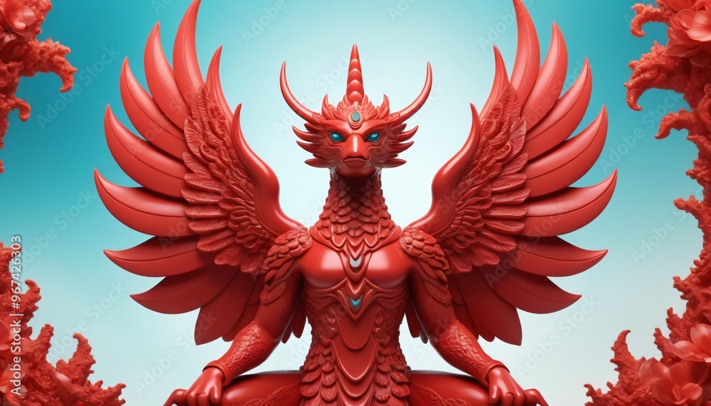 Red-headed eagle silhouette tattoo design, dragon-like creature symbol ...