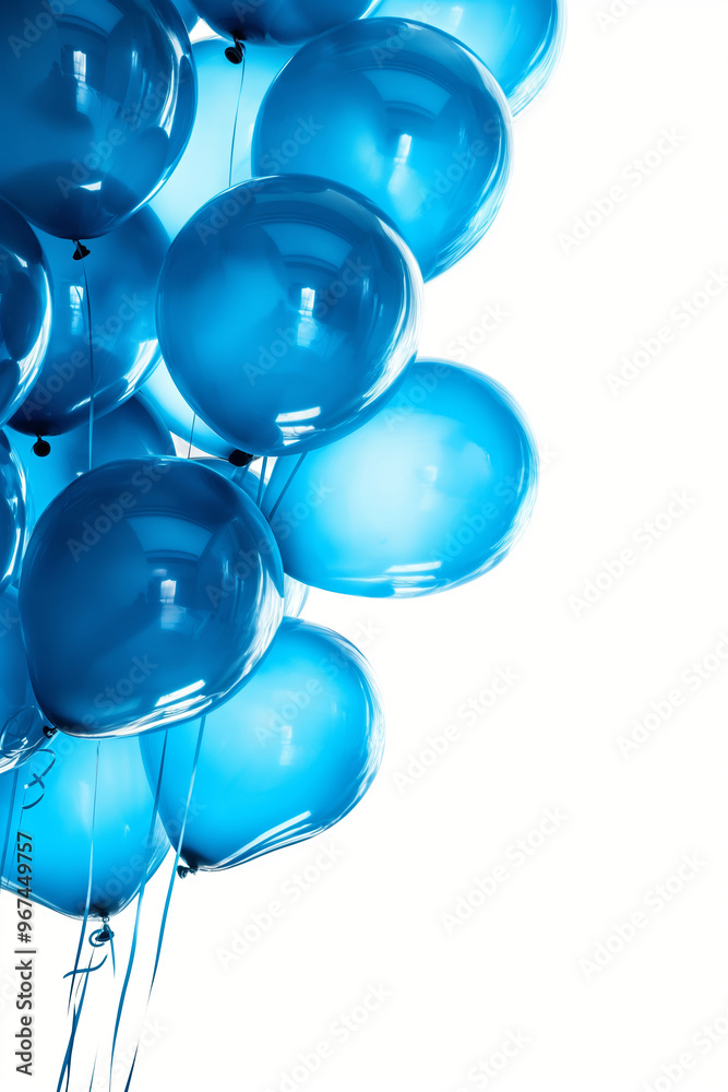 Blue Balloons On A Bright Blue Copy Space Background Party Decoration