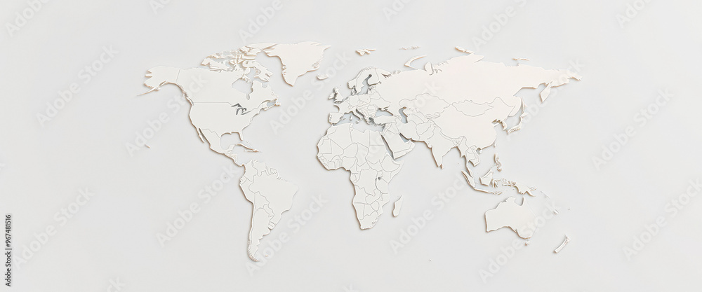 White World Map on White Background Stock Photo | Adobe Stock