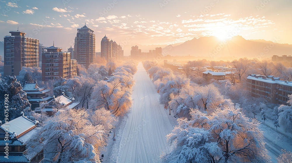 Winter Scenery of Lanzhou City, Gansu Province, China. Snow-blanketed ...