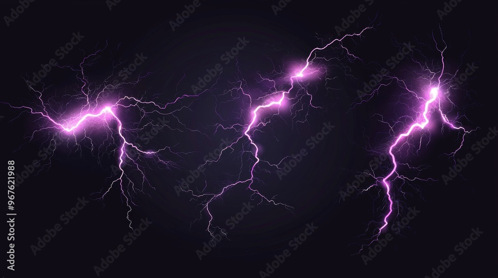 Lightning and thunderbolt strikes sprite sheet for animation. Realistic ...