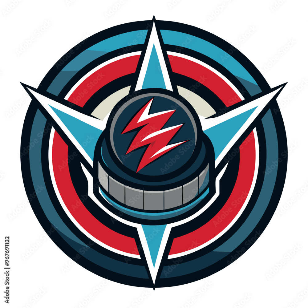 Electro-Star Power: A dynamic vector graphic of a hockey puck charged ...