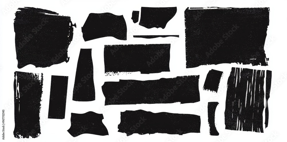 Isolated shredded notebook pages are displayed as rough shapes for ...