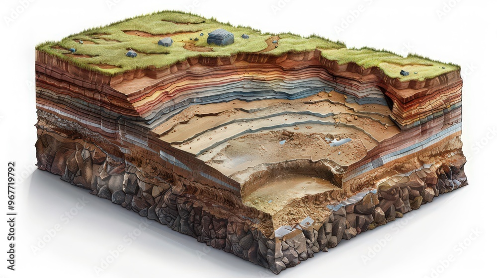 Cross-section of a sedimentary basin, explaining how layers of sediment ...