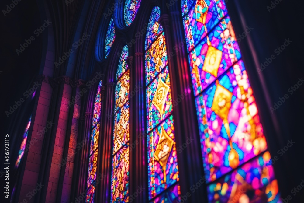 Colorful Stained Glass Windows in a Church. Stock Photo | Adobe Stock