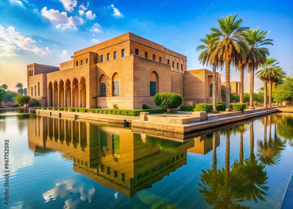Architectural landmark of National Museum of Iraq in Baghdad, capital ...