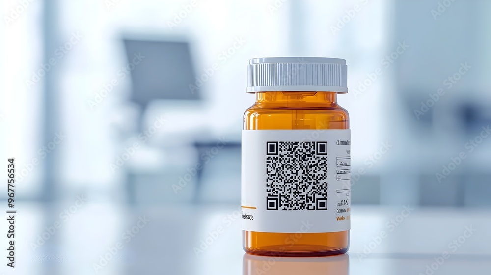 Prescription Bottle with Scannable QR Code Symbolizing the Future of ...
