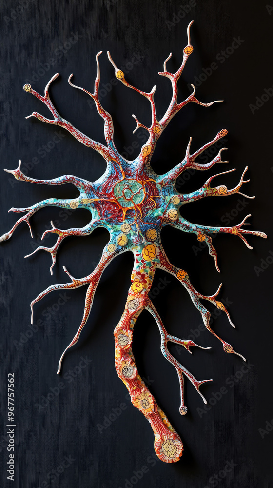A vibrant cross section of neuron showcases its intricate structure and ...