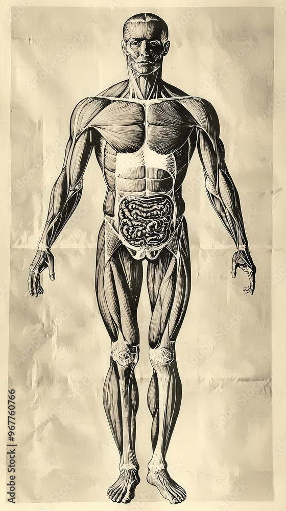 diagram of human body showcases detailed muscle groups and anatomical ...