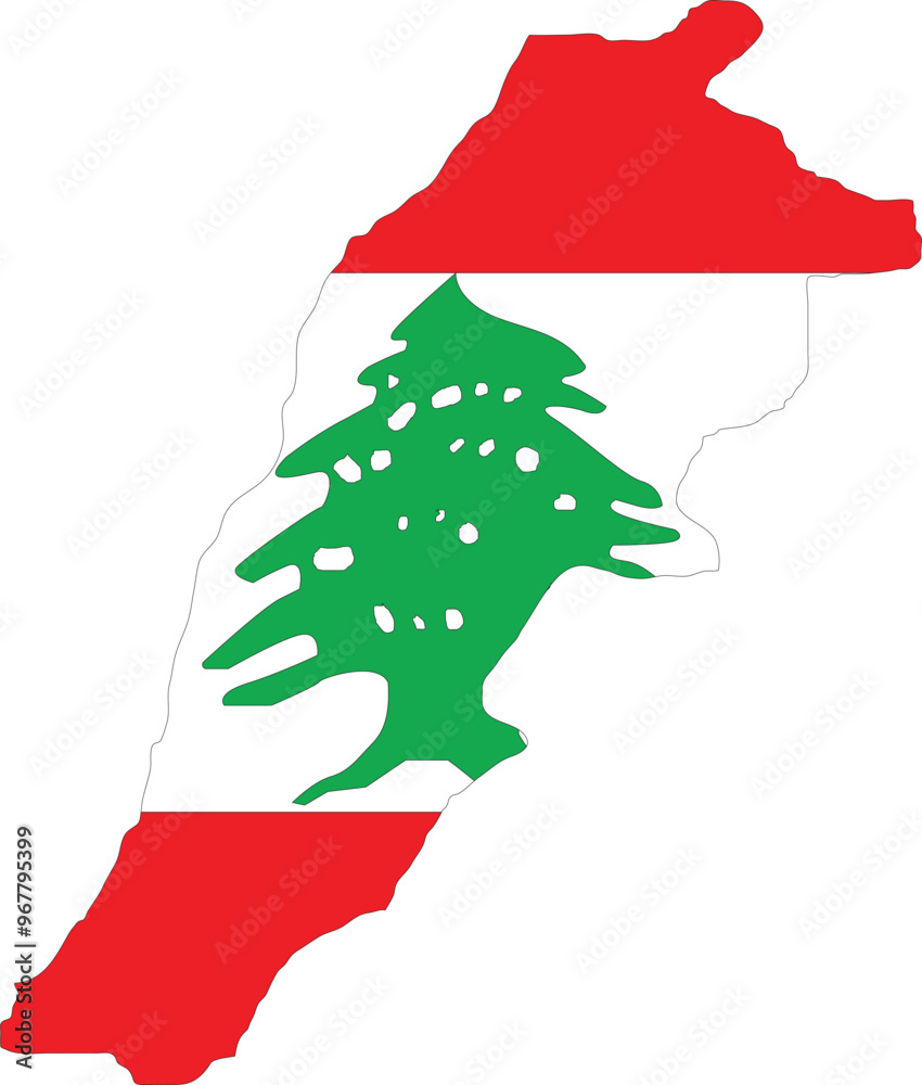 Lebanon Flag in Map, Lebanon Map with Flag, Map of Lebanon, Map with ...