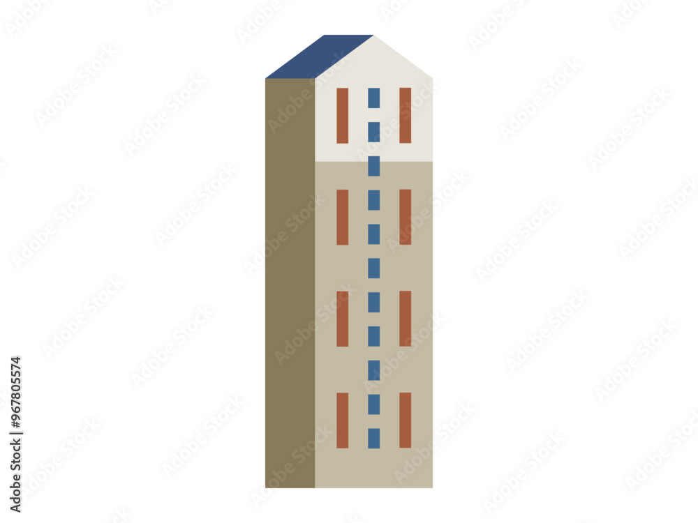 Skyscraper vector illustration. Residential buildings with high facades ...