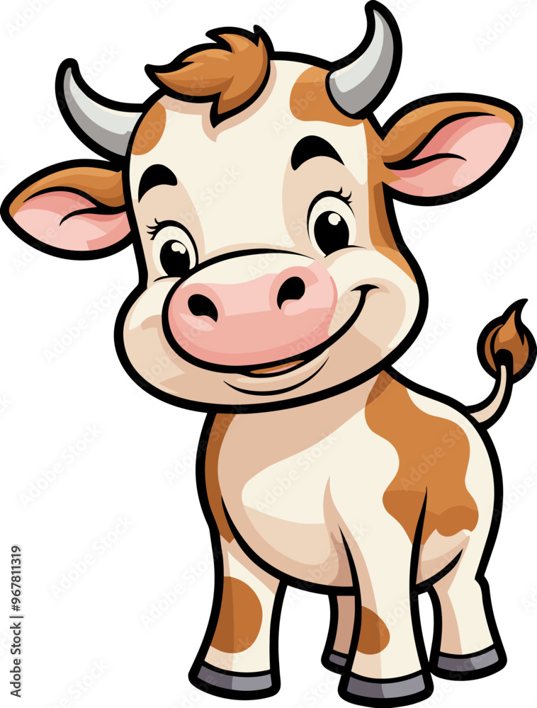 Happy calf cow cartoon illustration on transparent background svg for ...