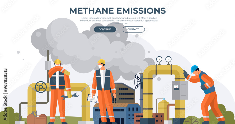 Air pollution vector illustration. Nature weeps as industrial giants ...
