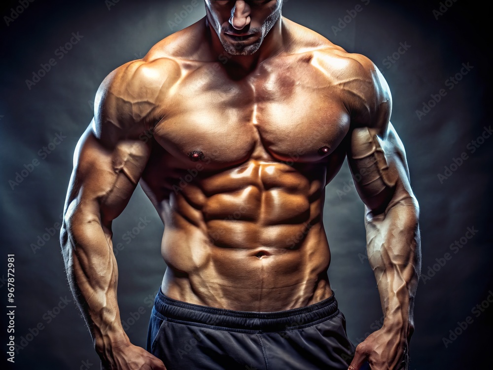 male upper body anatomy dramatic lighting high contrast image of ripped ...