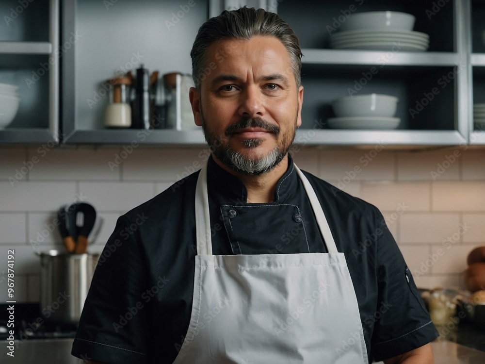 Confident chef standing proudly, ready to create masterpieces in a ...