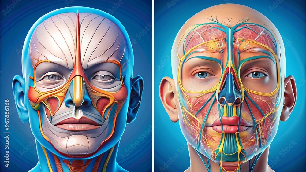 nose and sinus anatomy detailed diagrams medical illustrations bold ...