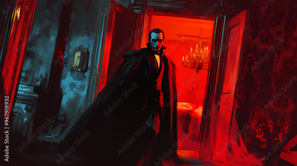 Ai generated image of a scary vampire entering the bedroom of one of ...