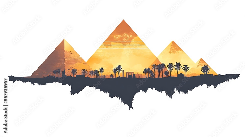 Egypt Map with Pyramid Silhouette Vector in High Resolution for Logo ...