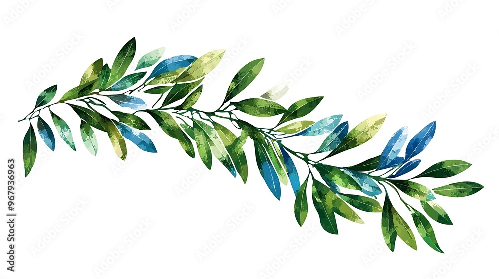 Greek Map with Olive Branch - Vector 2D Design on White Background for ...
