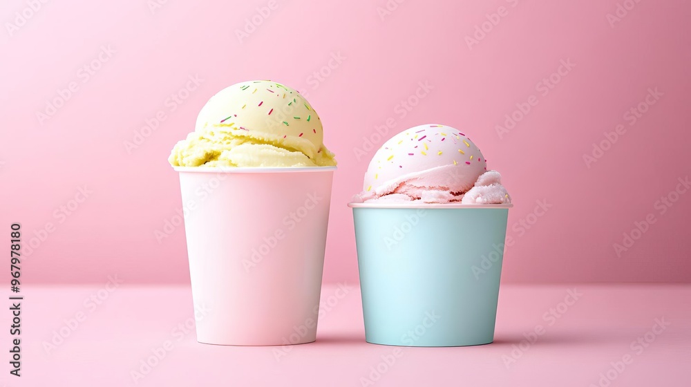 Retro-inspired ice cream tub mockup with vintage typography and pastel ...