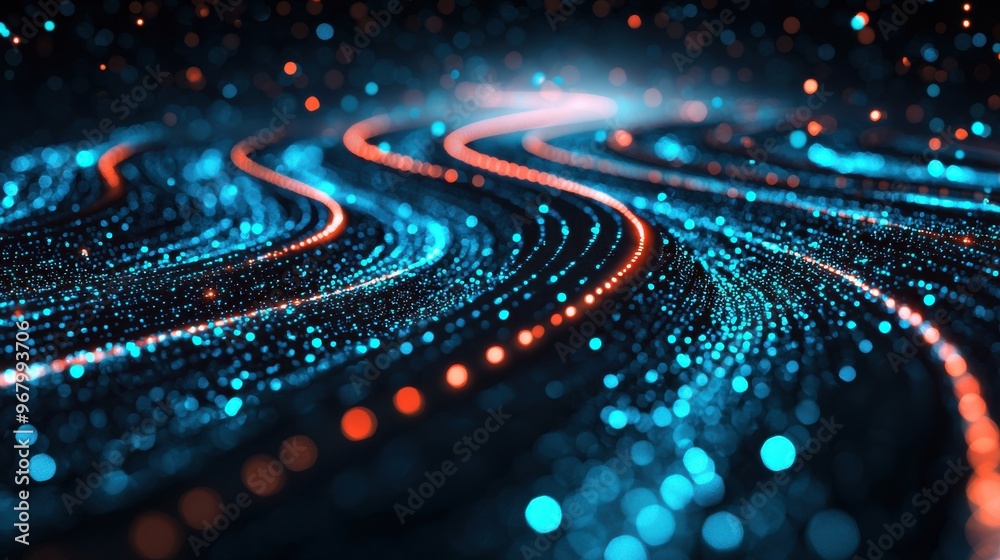 Data-Driven Pathway: A glowing pathway made of lines of data, where ...