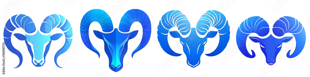 Aries zodiac sign, Blue Gradient clipart collection, symbol, logos, icons isolated on ...