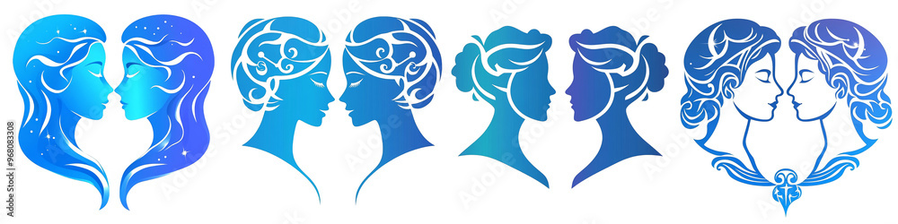 Gemini Zodiac Sign, Blue Gradient clipart collection, symbol, logos ...