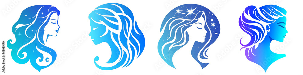 Virgo Zodiac Sign, Blue Gradient clipart collection, symbol, logos ...