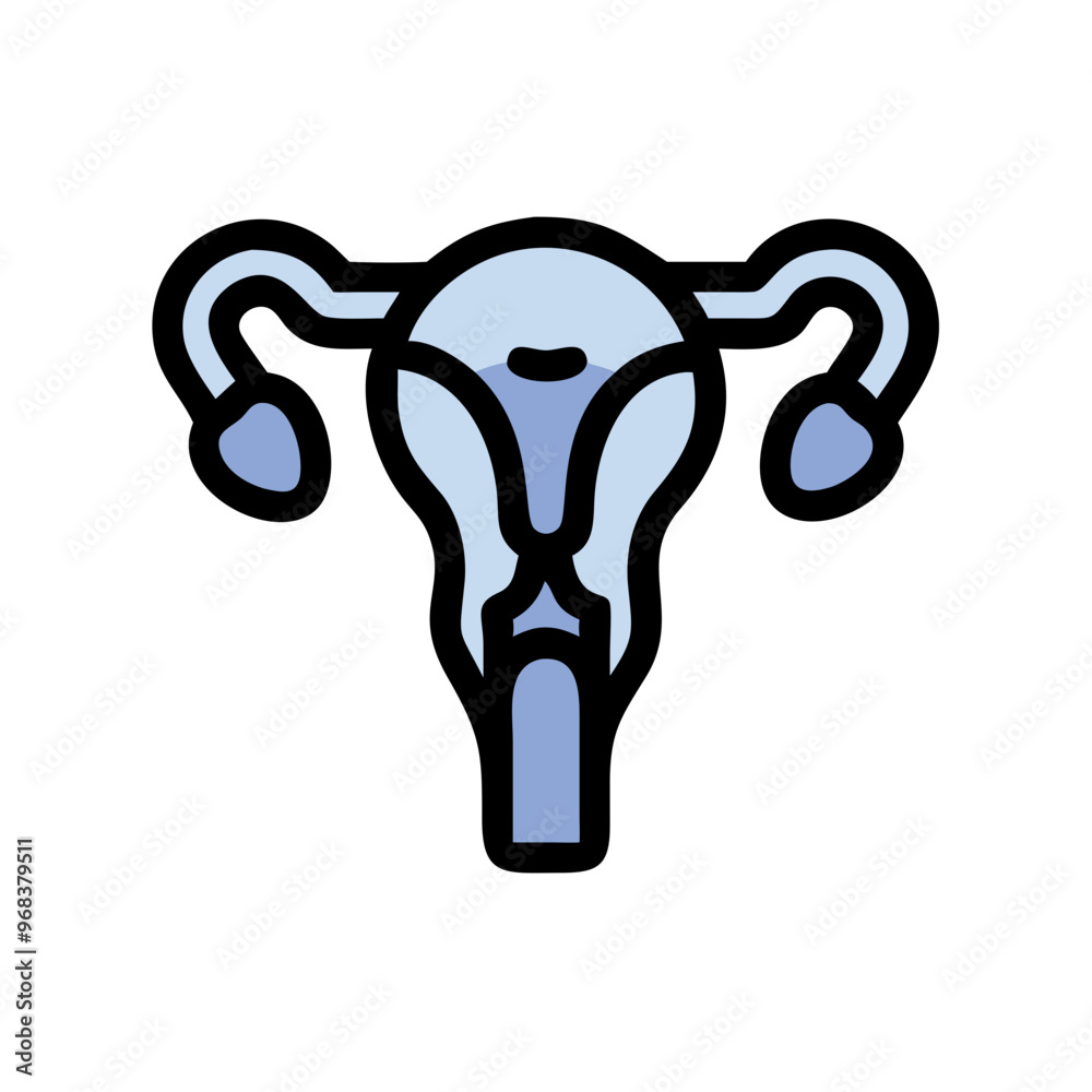 Uterus icon, blue and black, female reproductive system symbol for ...