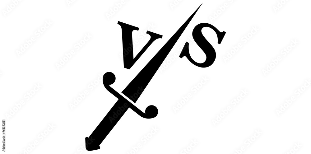 Drawing Style VS Letter With Sword Symbol Icon, Versus, Fight ...